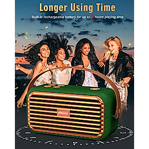 Greadio Vintage Speaker, Retro Bluetooth Speaker with 16W Stereo Sound Rich Bass Dual Speakers, Bluetooth 5.0, Support Hands-Free Call TF/AUX/U-Disk for Gift, Party, Travel, Office,Home (Green)
