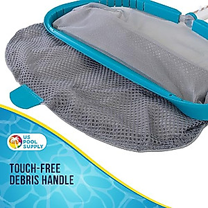 U.S. Pool Supply Professional Heavy Duty 18" Swimming Pool Leaf Skimmer Rake with Deep Double-Stitched Net Bag - Strong Aluminum Frame for Faster Cleaning & Easier Debris Pickup and Removal