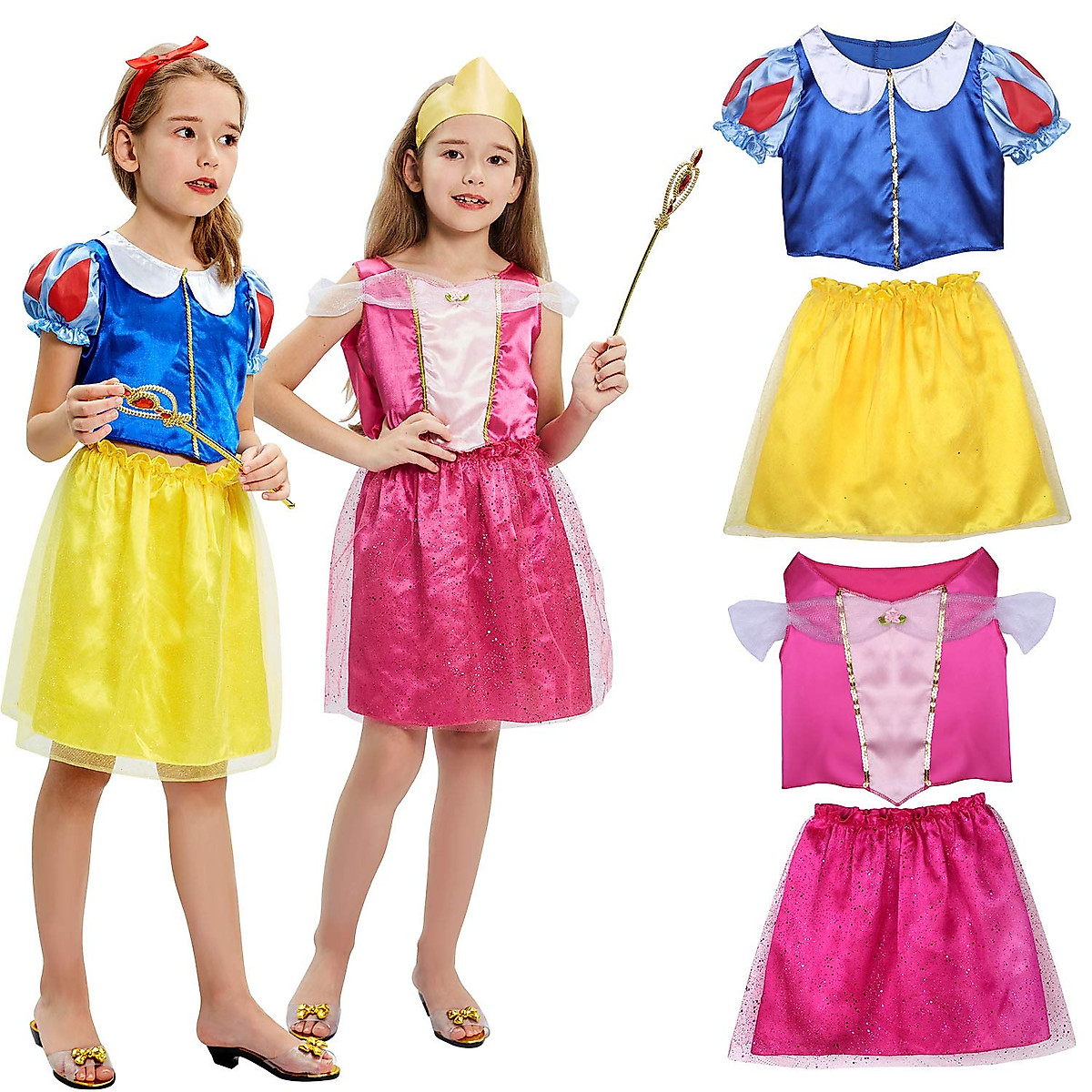 G.C Princess Dress up Trunk for Girls Princess Costume Dress Jewelry Pretend Cosplay Role Play Set Gift Toy Party Favors Dress up Clothes Accessories for Little Girl Toddler Ages 3-6 Years