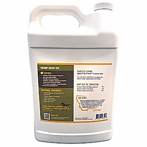 Hemptana Equine Hemp Seed Oil - Natural Support for Inflammation, Immune Support, & Gut, Coat, Hoof & Joint Health - Cold Pressed & Non GMO - Made in The USA - (1 Gal)