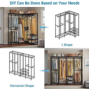 VIPEK V40 Wire Garment Rack Heavy Duty Clothes Rack for Hanging Clothes, Multi-Functional Bedroom Clothing Rack Freestanding Closet Wardrobe Rack, 76 inch L x 15.7 inch W x 75.6 inch H, Max Load 900lbs, Black