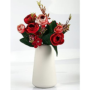 Simple Vase for Flowers Plants, Matte Vases for Modern Table Shelf Home Decor Wedding Boho Decor, 6" H Frosted Elegant Ceramic Vase for Pampas Grass Fluffy Stem Bouquet Lavender Flowers (White, 1)