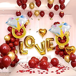 6 PCS Diamond Ring Balloons,Wedding Ring Balloons Decorations,Engagement Balloons,Bachelorette Party Ring Balloons for Bridal Shower Wedding Engagement Bachelorette Party Decorations(Gold)