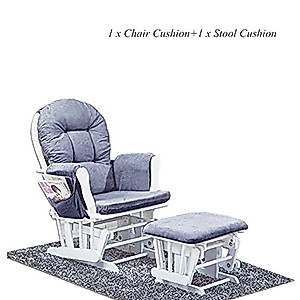 Zerone Soft Velvet Cotton Chair Cushions and Stool Pad Set,Glider Rocker Replacement Cushions,Glider Rocker Replacement Cushions with Storage Pockets