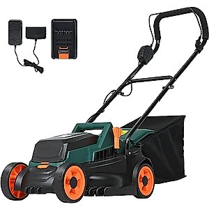 40V Lawn Mower Battery Powered, 13-Inch Cordless Rotary Mowers, 25Amp Push Grass Cutter with 7 Gal. Grass Catcher, 4Ah Battery& Charger