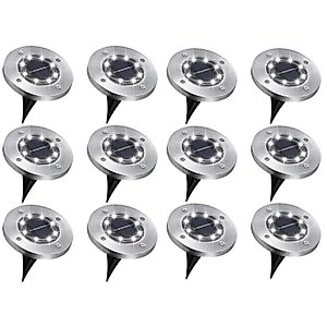 VVoodeinck 12 Pack LED Garden Lamp Solar Outdoor Waterproof Garden Floor Garden Lamp Outdoor Solar Lamp Courtyard Waterproof Floor Lamp Solar Buried Lawn Lamp(White Light)