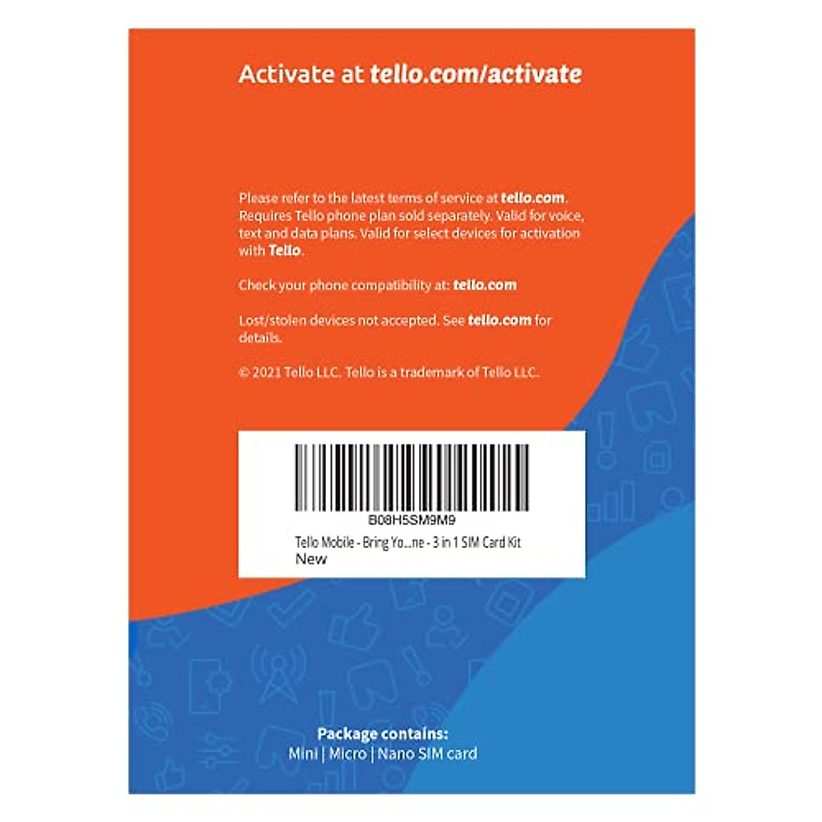 Tello Mobile - Bring Your Own Phone - 3 in 1 GSM SIM Card Kit