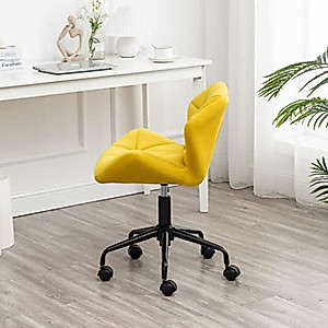 Roundhill Furniture Eldon Diamond Tufted Adjustable Swivel Office Chair, Yellow