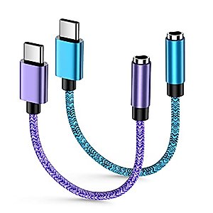 USB C Aux Audio Headphone Adapter for Samsung Galaxy A54 A24 A14 A13 S23 A53 A03s S22 S21 S20 Plus/Ultra A23,Google Pixel 7a 7 6, Type C to 3.5mm Female Earphone Jack Adapter 2 Pack Dongle Cable Cord