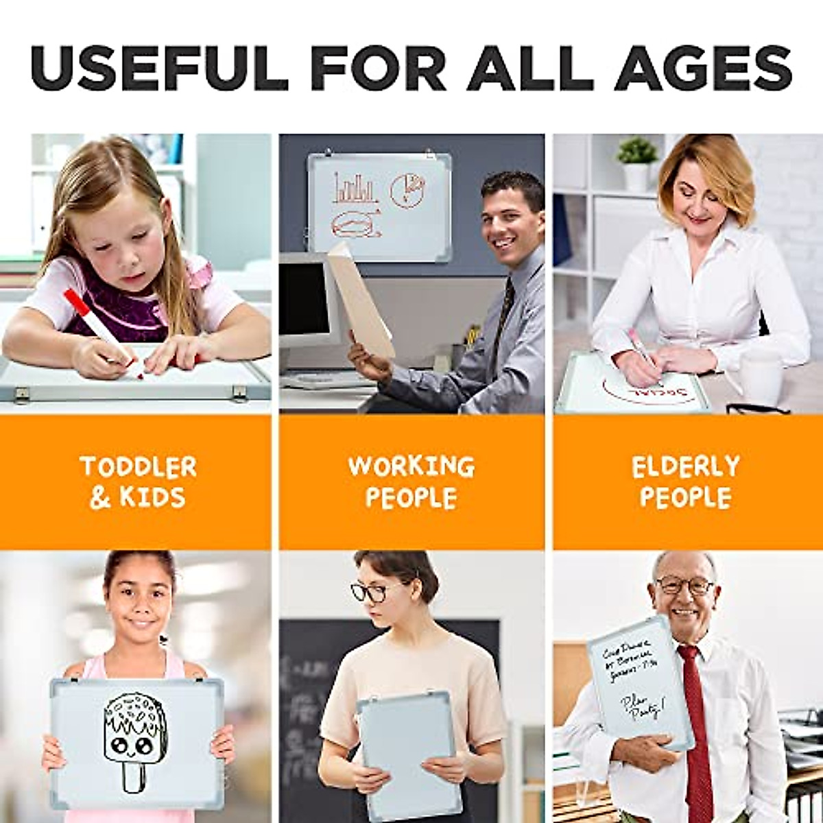 Small White Board Dry Erase - 12x16 Whiteboard for Wall, Double Sided Whiteboard, Small Dry Erase Board for Wall, White Board Dry Erase for Wall, White Boards for Students, Magnetic Whiteboard