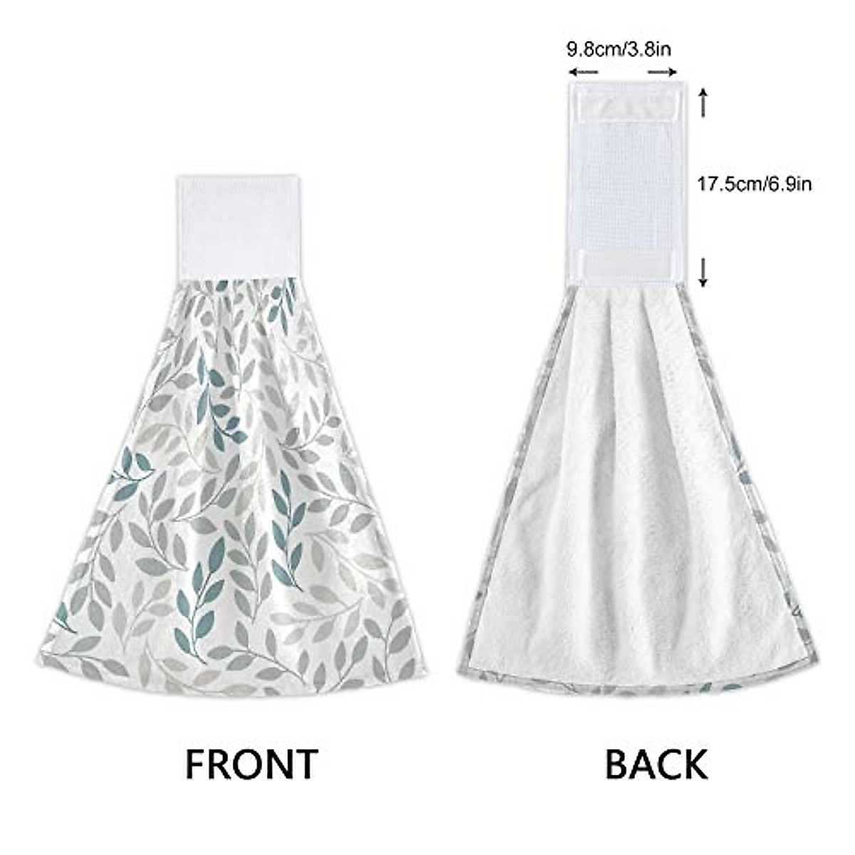 Blue Gray Leaves Branches Hanging Kitchen Towel 12 x 17 Inch Gray Leaf Spring Flowers Hand Tie Towels Set 2 Pcs Tea Bar Dish Cloths Dry Towel Soft Absorbent Durable for Bathroom Laundry Room Decor