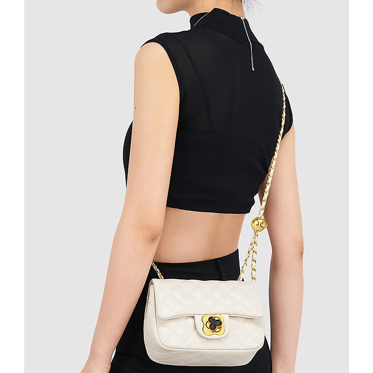 YXBQueen Crossbody Purses for Women PU Leather Handbags Quilted Flap Bag