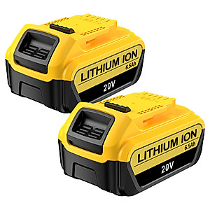 ZKpilse 2 Pack 20V 6.5Ah Batteries Replacement for 20V Max Battery Cordless Tools DCB180 DCB181 DCB200 DCB201 DCB203 DCB204 DCB205 DCB206 DCB207