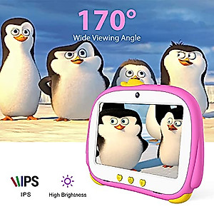 EGOTEK Penguin Android Kids Tablet, 7inch Quad Core Tablet for Kids with WiFi, Android 10 OS, Preinstalled iWawa App, 3000Mah Long Time Battery(4~5H), 2GB+32GB, 1024x600 IPS Panel. (Pink)