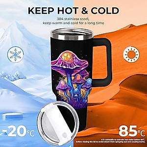 Magic Mushrooms 40OZ Tumbler Stainless Steel Travel Mug Water Bottle Car Cup Tea Cups with Lid Black-style