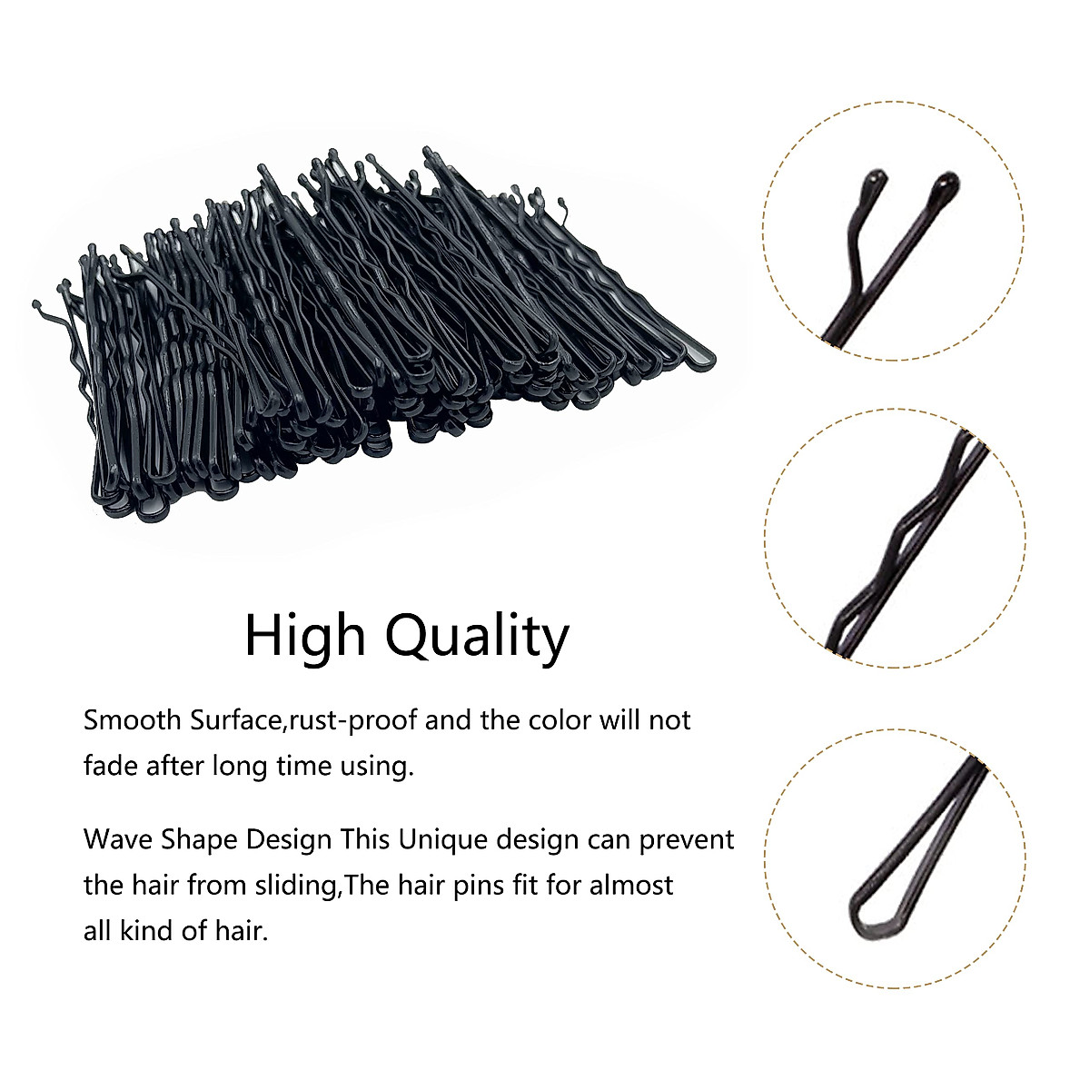 KANPRINCESS 100PCS 2Inches Hair Pins Kit Secure Hold Bobby Pins Clips for Women Girls and Hairdressing Salon With Clear Storage Box(Black)