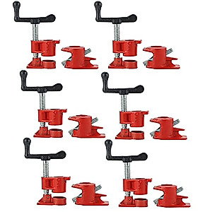 ATPEAM Wood Gluing Pipe Clamp Set | 6 Pack Wood Clamps Heavy Duty Cast Iron Parallel Clamps Quick Release Pipe Clamps for Woodworking (6, 1/2")