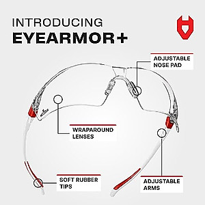 NoCry Safety Glasses with Clear Anti Fog Scratch Resistant, UV Protection & Storage Case for Safety Glasses with Felt Lining, Reinforced Zipper and Handy Belt Clip