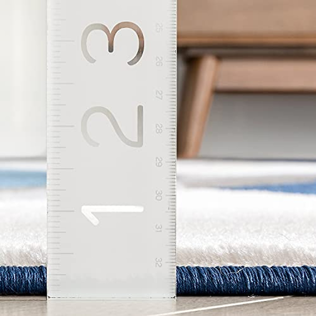 Well Woven Good Vibes Nora Blue Modern Geometric Stripes and Boxes 5'3" x 7'3" 3D Texture Area Rug, 5 ft 3 in x 7 ft 3