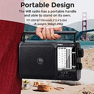 NOAA Weather AM FM Portable Radio with Best Reception, Transistor Radio, Battery Operated Radio by 3X D Cell Batteries or AC Power for Household & Outdoor, Plug in Wall by PRUNUS