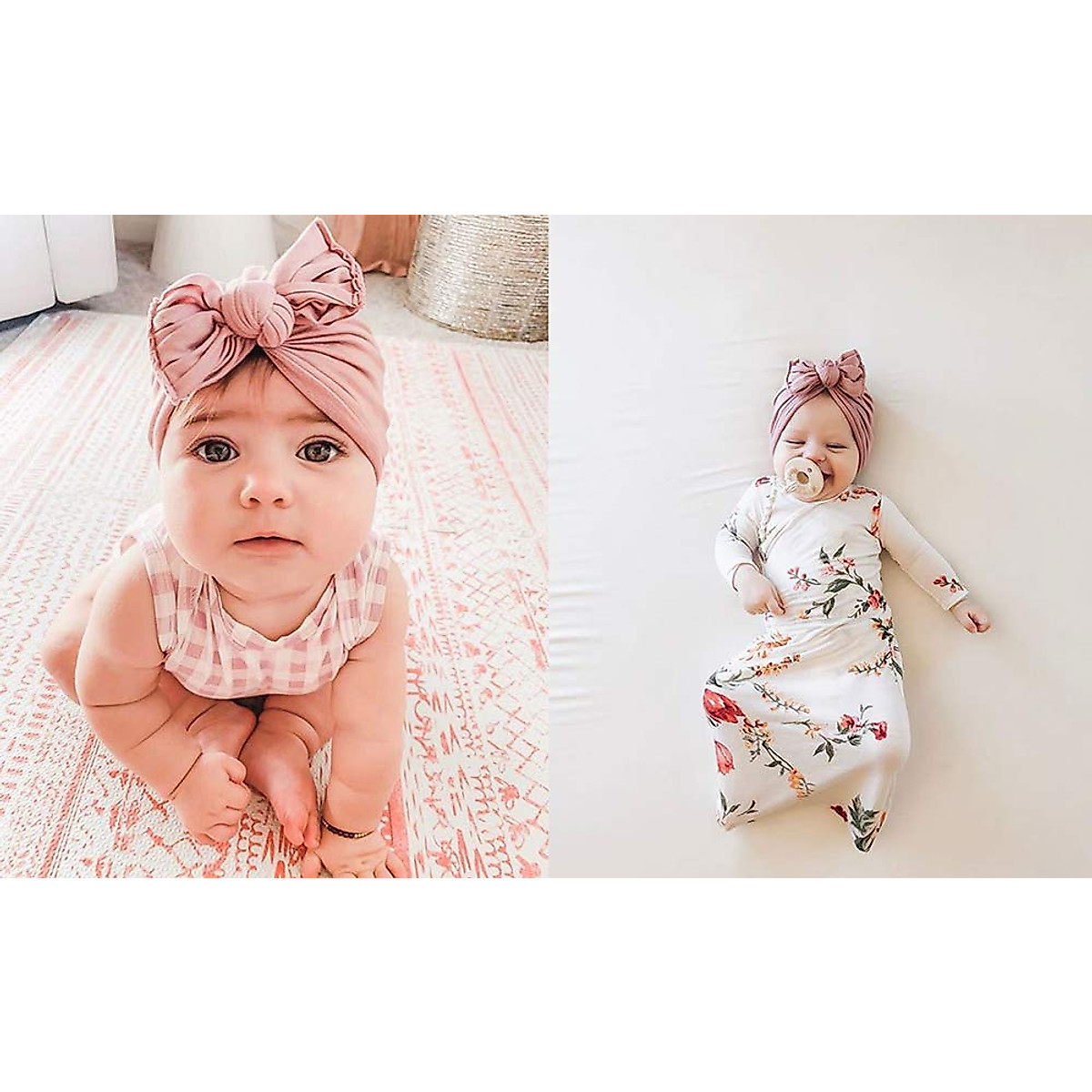 QandSweat Baby Girls' Hats & Caps Knotted Turban Cute Toddler Hat Hair Accessories 3-36M (A Soft6-8 Pack)