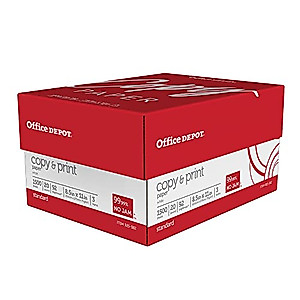 Office Depot Copy Print Paper, 8 1/2in. x 11in., 20 Lb, Bright White, 500 Sheets Per Ream, Case Of 3 Reams, 1008