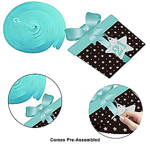 Happy 21st Birthday Party Hanging Swirls Streams Ceiling Decorations, Celebration 21st Foil Hanging Swirls with Cutouts for 21 Years Teal Silver Black Blue Birthday Party Decorations Supplies