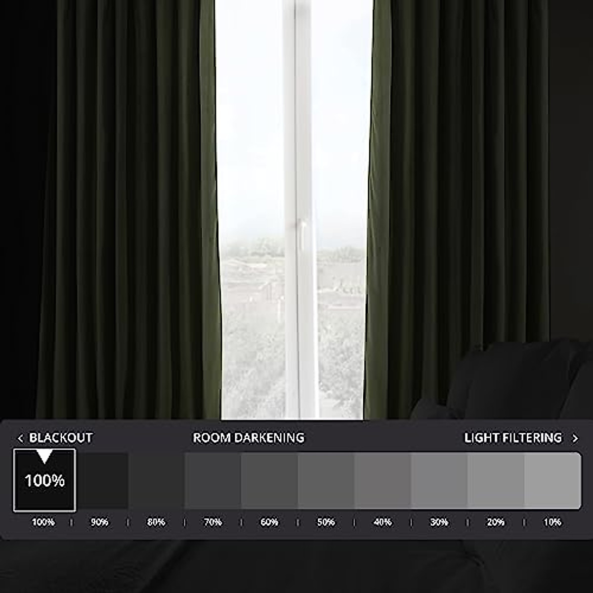 HPD Half Price Drapes Signature Blackout Velvet Curtains 96 Inches Long Extra Wide Heat & Full Light Blocking Blackout Curtain for Bedroom and Living Room (1 Panel), 100W x 96L, Hunter Green