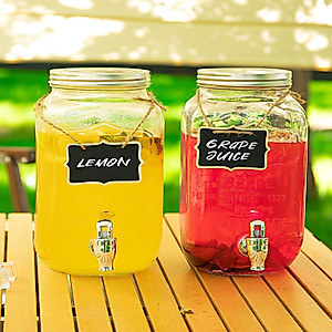 2 Pack Drink Dispenser Beverage Dispenser with Spigot Each 1 Gallon Glass Drink Dispensers for Parties Lemonade Sangria Dispenser Mason Jar Drink Dispensers with Chalkboards