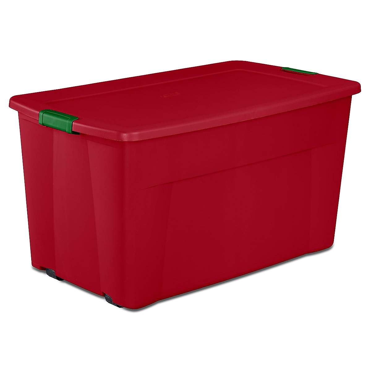 45 Gallon Wheeled Latch Tote Plastic, Red Christmas, Set of 4