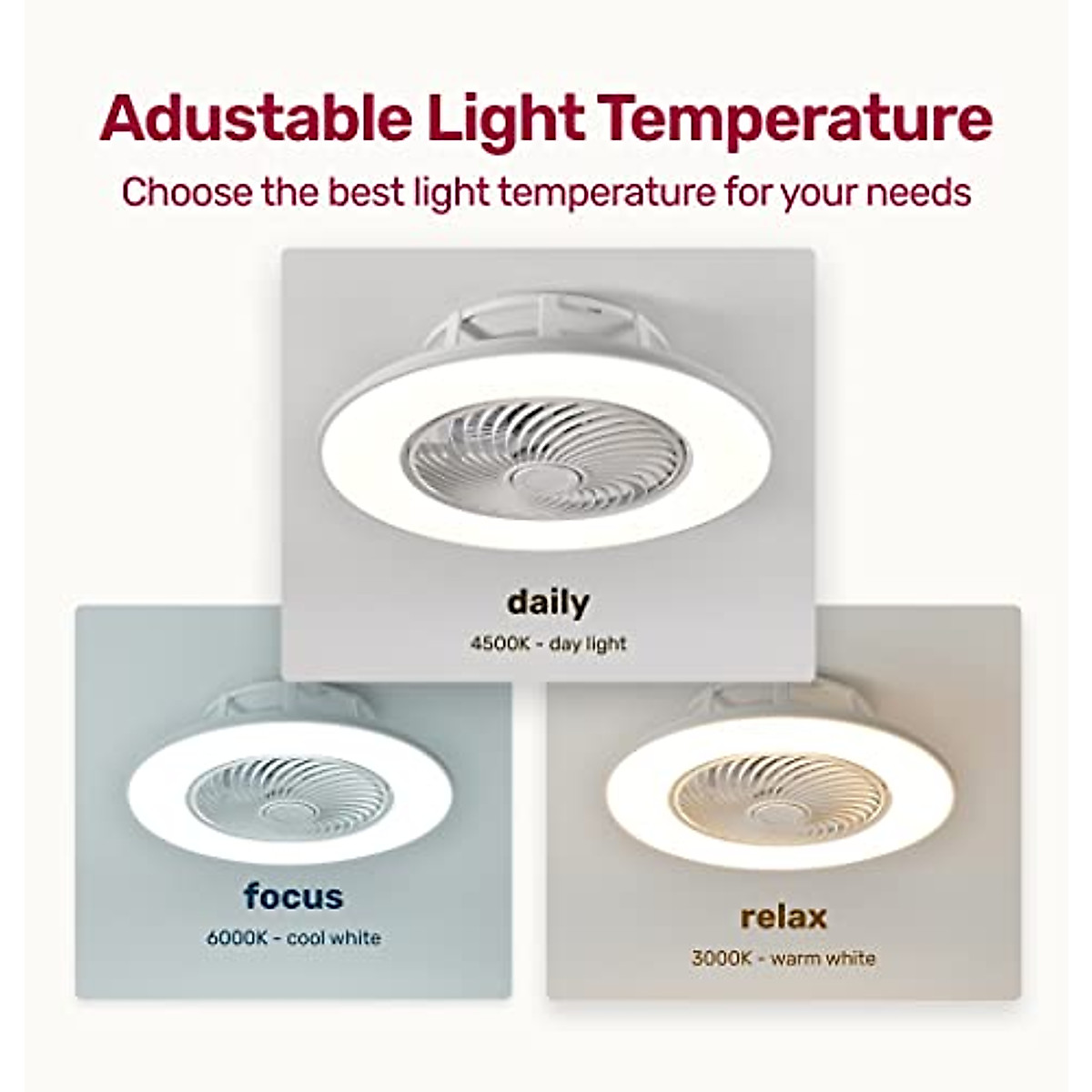 YANASO Ceiling Fan with Light Modern Bladeless Ceiling Fan with Remote Control Smart LED Dimmable Lighting Indoor Low Profile Ceiling Fan Flush Mount (Black)