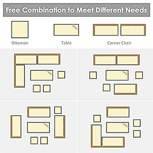 NICEDAYFY 7 PCS Patio Rattan Dining Set Sectional Sofa Couch Ottoman Garden Gray for Yard, Patio, Poolside, Porch, Etc