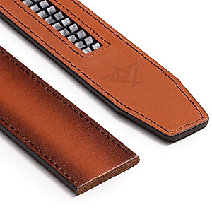 SlideBelts Full Grain Leather Belt (Cognac with Gold Buckle, Up to 44")