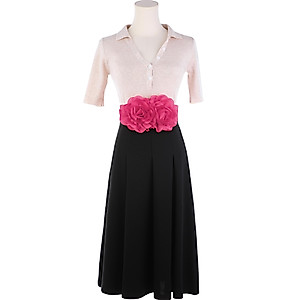 Elerevyo Women's Big Double-Flower Stretchy Belt, Elastic Wide Chunky Waistband Belts for Dress 70x6cm/27.6x2.4 inches(LxW) Hot Pink