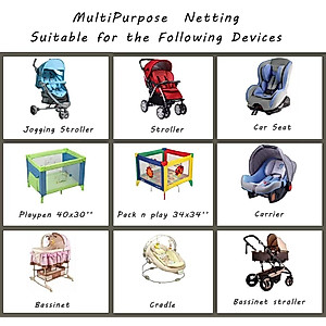 Stroller Netting Mosquito for Baby, Sewn in Pouch, Toddler Mosquito Net for Stroller with Storage Bag, Infant car seat mesh net, Black