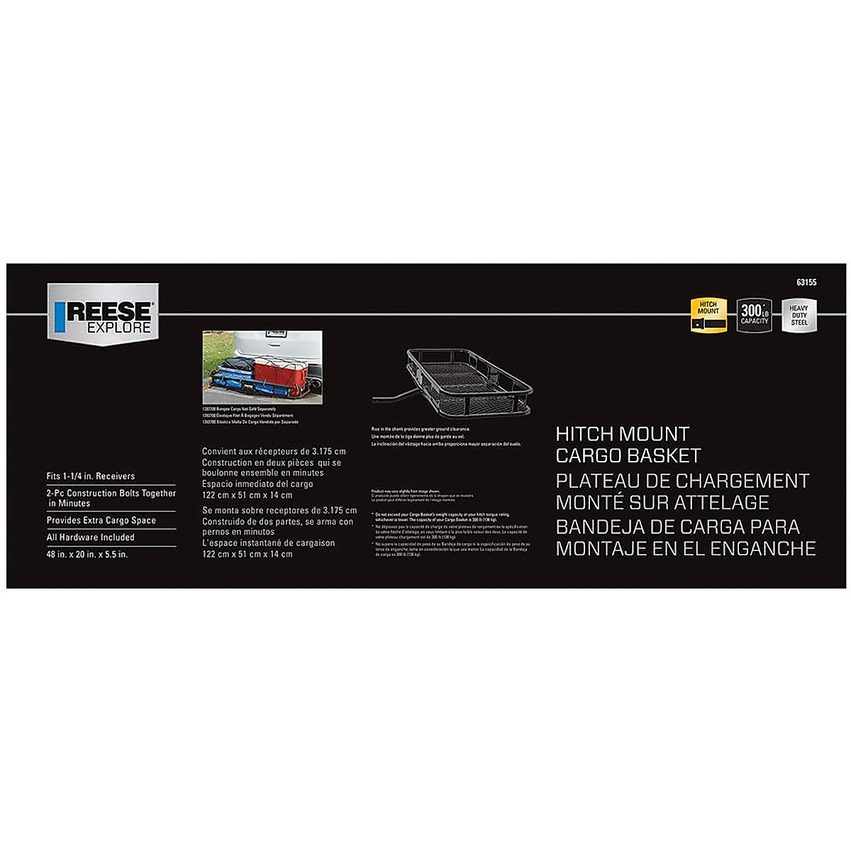 Pro Series 63155 Rambler Hitch Cargo Carrier for 1-1/4” Receivers, Black