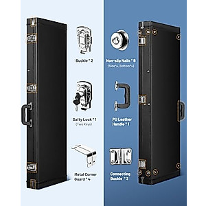 CAHAYA HardShell Wood Case Electric Guitar Hard Case Rectangle Shaped Guitar Case Hardshell for Standard Electric Guitars with Lock Latch Keys Black CY0209