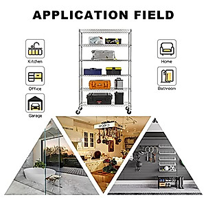 Storage Shelf, 6-Tier Wire Shelving Unit NSF Certified Storage Rack 18" D x 48" W x 78" H 6000Lbs Capacity Adjustable Layer Heavy Duty Metal Rack Steel with Casters for Kitchen Garage Pantry Chrome