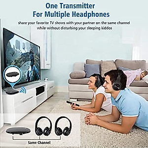 ASTSH Wireless Headphones for TV Watching with 2.4GHz RF Transmitter, Folding Over Ear Headset for Seniors Support Optical RCA AUX, No Delay, 100ft Wireless Range