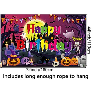 Halloween Happy Birthday Backdrop Large Size Halloween Birthday Banner for Halloween Birthday Party Decorations