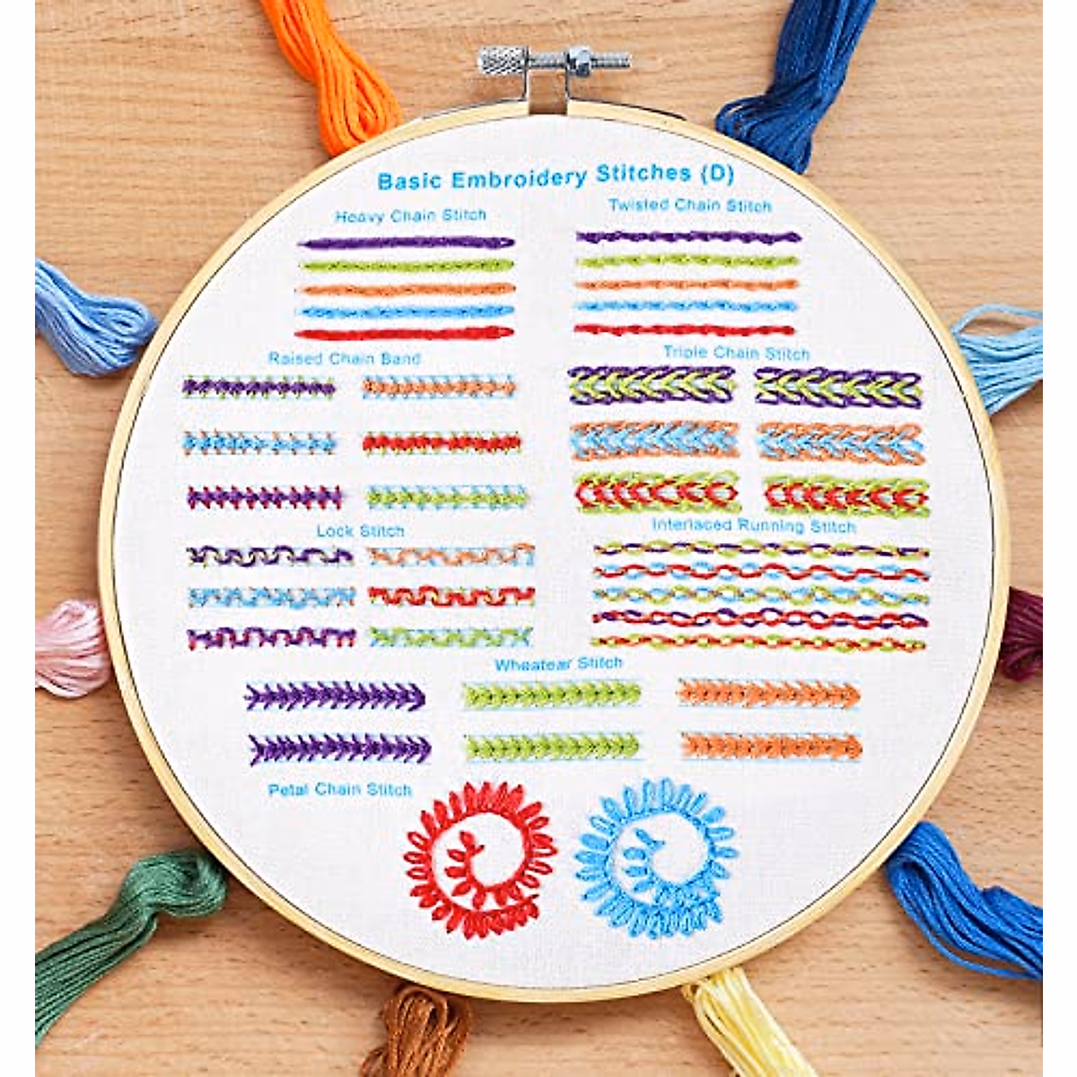 DPSKLTD Beginners Embroidery Stitch Practice Kit, 4 Pack Embroidery Kits to Learn 39 Different Stitches for Embroidery Starters, Craft Lovers with Detailed Instructions (Multi-1)