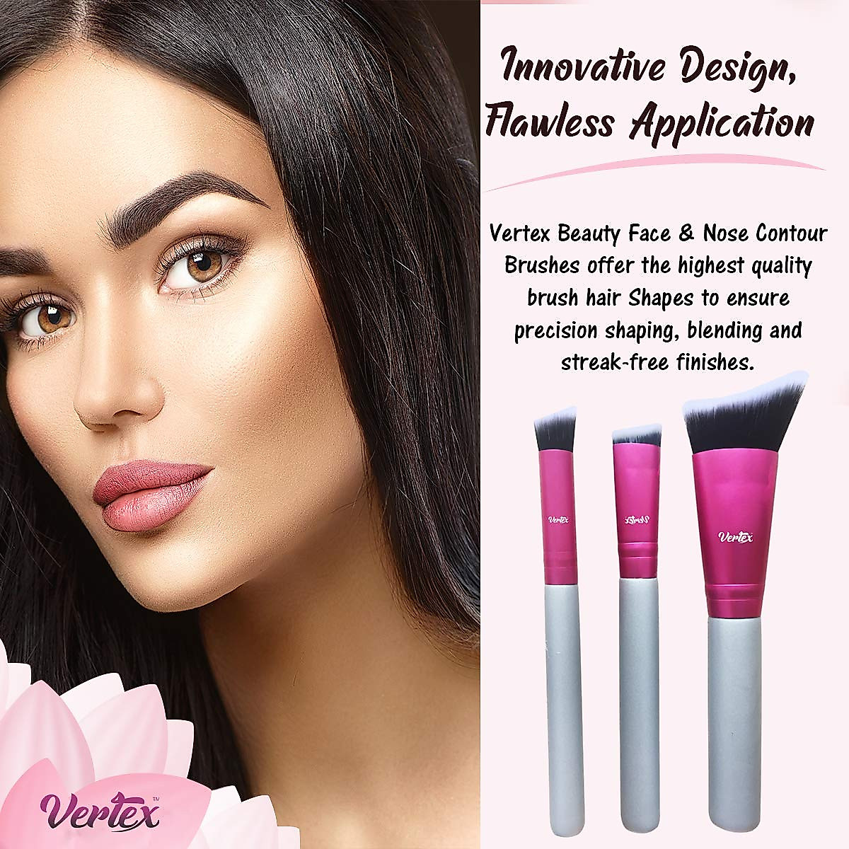 Nose Contour Brush Contouring Makeup Brush Set - Sculpting Blending Real Brush Hair Angled Blush Techniques Dramatic Cheekbones Highlighting Bronzer Palette Powder Concealer Foundation Cream