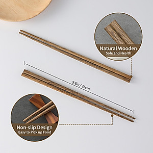 Muguning 100-Pairs Wooden Chopsticks, Dishwasher Safe Chopstick, Reusable, Natural Healthy, Chinese Classic Style for Kitchen, Dining Room, Gourmet, Noodles (9.8 Inch)