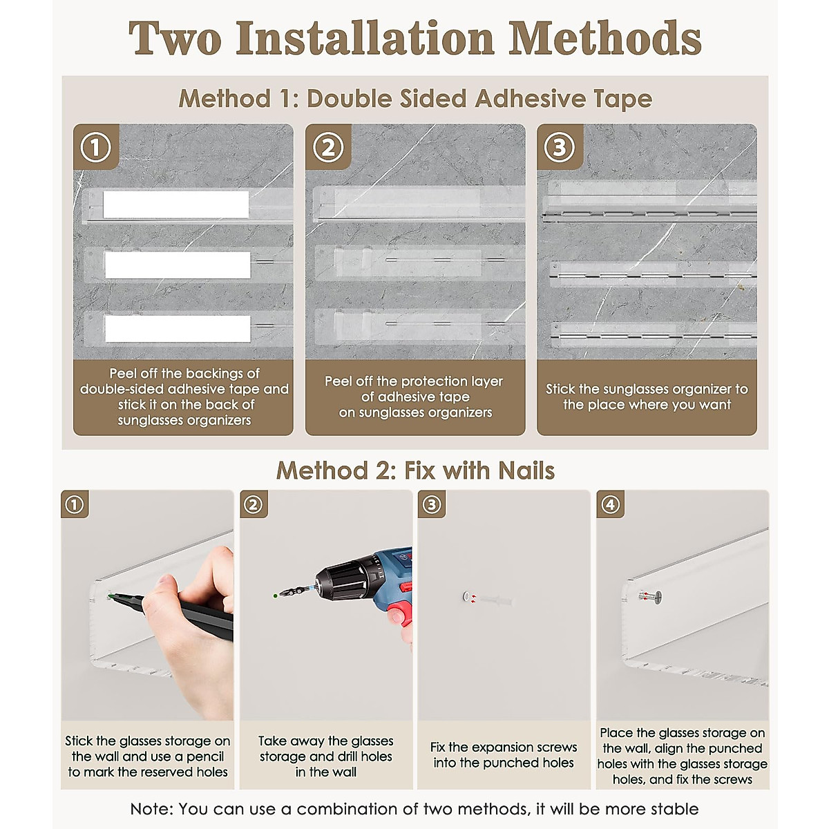 MoKo 3 Pack Acrylic Sunglass Organizer Wall Mount, Clear Sunglass Display Case Storage Hanging Holder for Entryway Living Room Bedroom, Clear