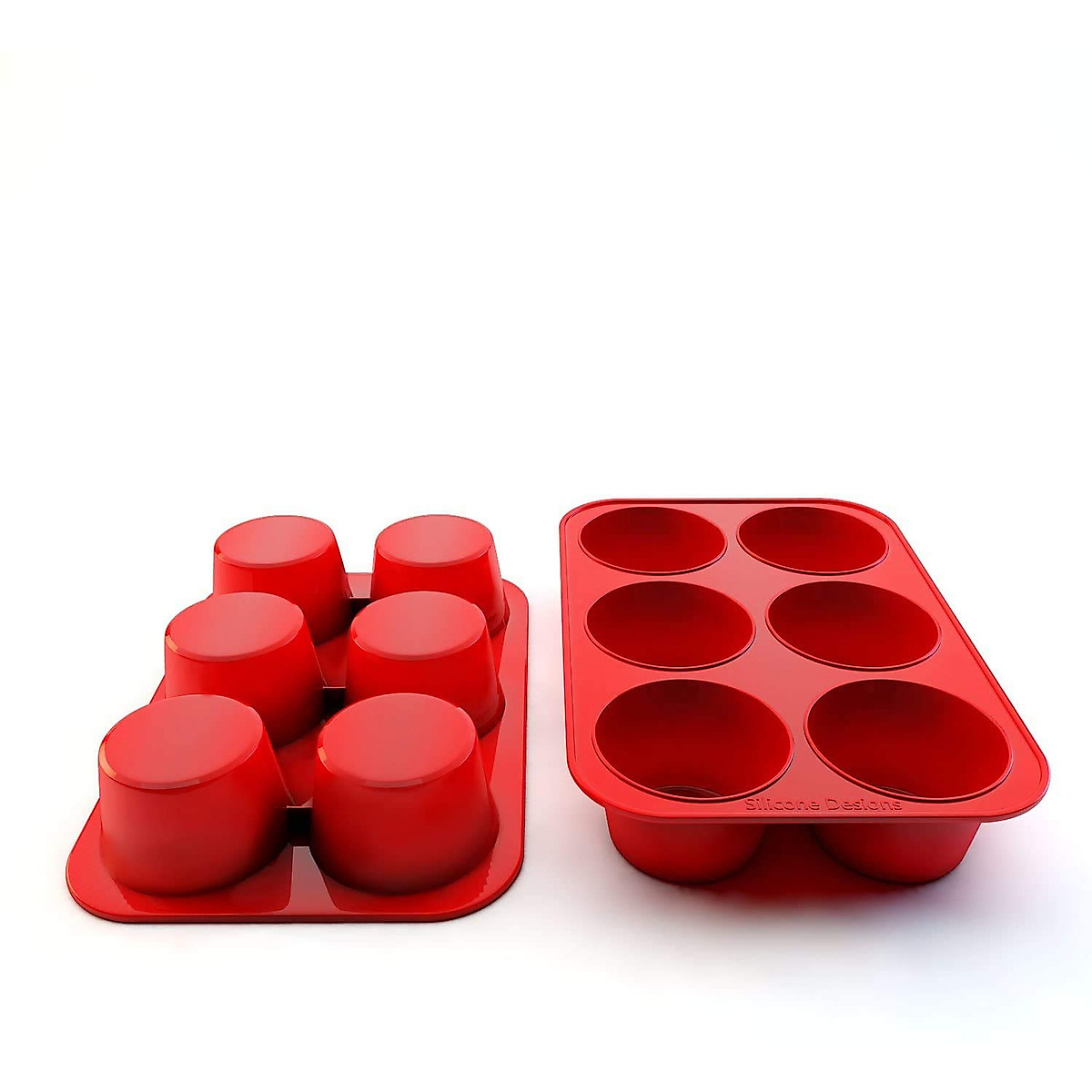 Silicone Texas Muffin Pans and Cupcake Maker, 6 Cup Large, Set of 2, Professional Use