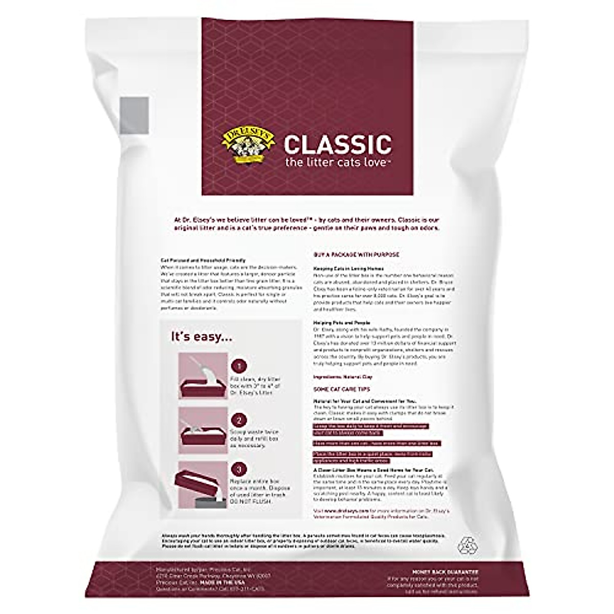 Dr. Elsey's Premium Clumping Cat Litter - Classic - 99.9% Dust-Free, Low Tracking, Hard Clumping, Superior Odor Control, Unscented & Natural Ingredients