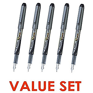 Pilot V Pen (Varsity) Disposable Fountain Pens, Black Ink, Medium Point Value Set of 5（With Our Shop Original Product Description）