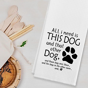EIONEY All I Need is This Dog Funny Pawprint Kitchen Towels & Tea Towels,Dish Cloth Flour Sack Hand Towel for Farmhouse Kitchen Decor,24 X 16 Inches Cotton Dish Towels Dishcloths,Dog Lovers Gifts