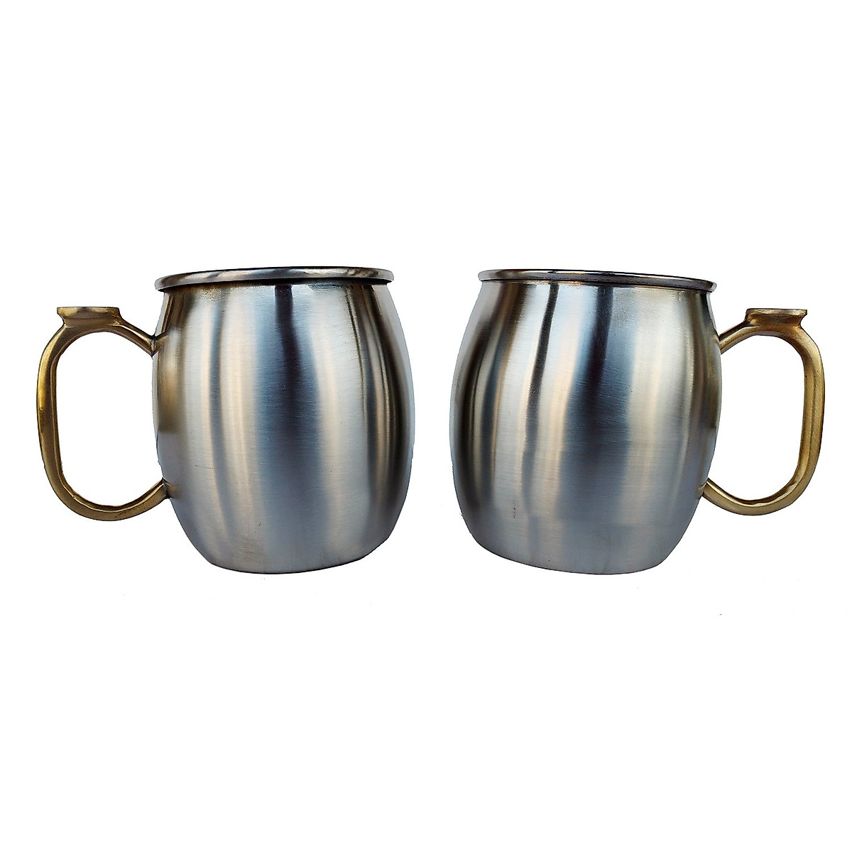 Rastogi Handicrafts Set of-4, Stainless Steel Moscow Mule Mugs Capacity-16 oz,Thumb brass handle Cold Coffee Mug/Beer Mug/Cup, Moscow Mule Mugs For Cold Drink Only