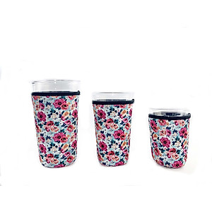 3 Pack Reusable Iced Coffee Sleeves, Jahomieo Insulator Sleeve for Cold Beverages, Neoprene Drink Sleeve Cup Holder for Starbucks Coffee, McDonalds, Dunkin Coffee，More